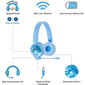 Kids Tablet Bundle: Includes Amazon Fire HD 10 Kids Pro tablet, 10.1" (2021 Release) | 32 GB | Intergalactic & Made for Amazon Bluetooth Kids Headphones with Boom Microphone Ages (7-12) | Blue