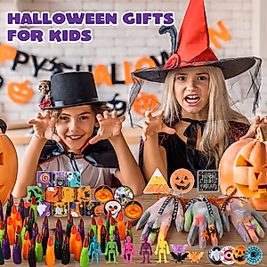 Deerher 233PCS Halloween Party Favors - 24 Pack Halloween Gloves Toys Bulk Stuffed, Non-Candy Halloween Treat Bag Gifts for School Classroom Kids Toddlers Boys Girls Prizes Party Supplies