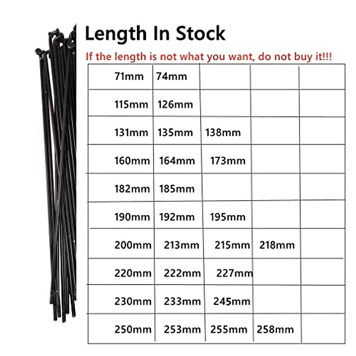 PACUM 10PCS 12G (2.5mm Dia) E-Bike Spokes Fit for MTB/Fat Electric Bicycle or Ebike Front/Rear Wheel Conversion Kit (Color : 138mm)