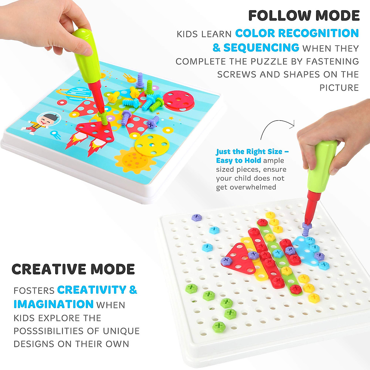 Fine Motor Skill Building Toy with STEM Activities for Kids Ages 3-5 | 116 Piece Preschool Arts and Crafts Kit for 3 4 5 Year Old Boys and Girls