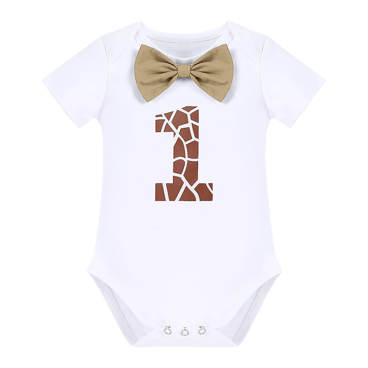 Cake Smash Outfit Boy 1st First Birthday Baby Jungle Theme Wild One Bow Tie Romper+Shorts+Y-Back Suspenders 3PCS Wedding Baptism Gentleman Formal Party Clothes Photo Props Khaki 12 Months