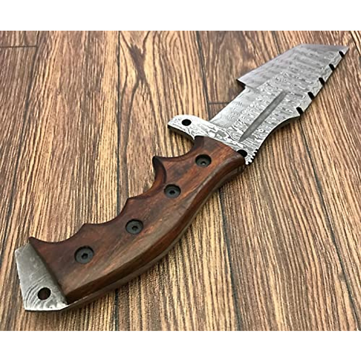 TR-1168 Custom Handmade Damascus Steel 10 Inches Tracker Knife - Perfect Grip walnut wood Handle (TR-987) (TR-2195)
