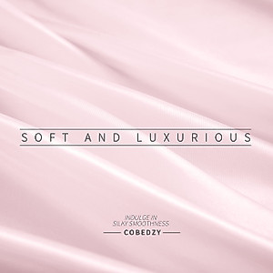 Cobedzy Satin Body Pillow Cover, 20x54 Body Pillow Cover Cooling, Blush Pink Body Pillowcase, Soft Silky Body Pillow Case with Envelope Closure