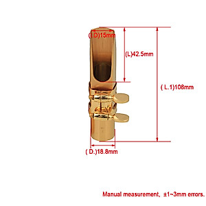 Yibuy Gold Plated Brass B-flat Tenor Saxophone Sax Mouthpiece with Cap Ligature 7#