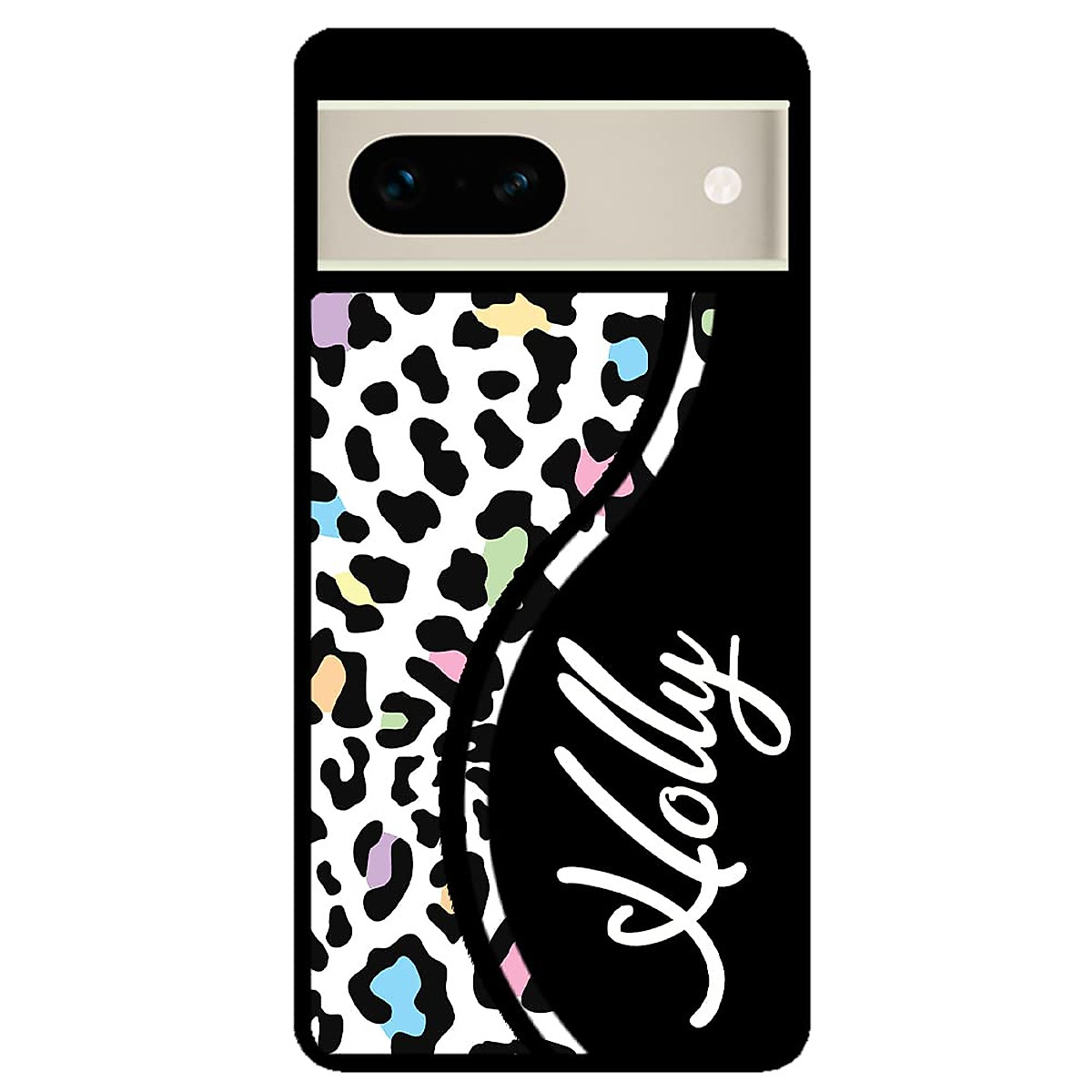 Colorful Leopard Cheetah Animal Skin Personalized Black Rubber Phone Case Compatible With Google Pixel 8 Pro, 8a, 8, 7a, 7, Pixel 7 Pro, 6a, Pixel 6 Pro, 6, 5, 4a 5G, 4a 4G, 4, 4 XL, 3a, 3a XL, 3