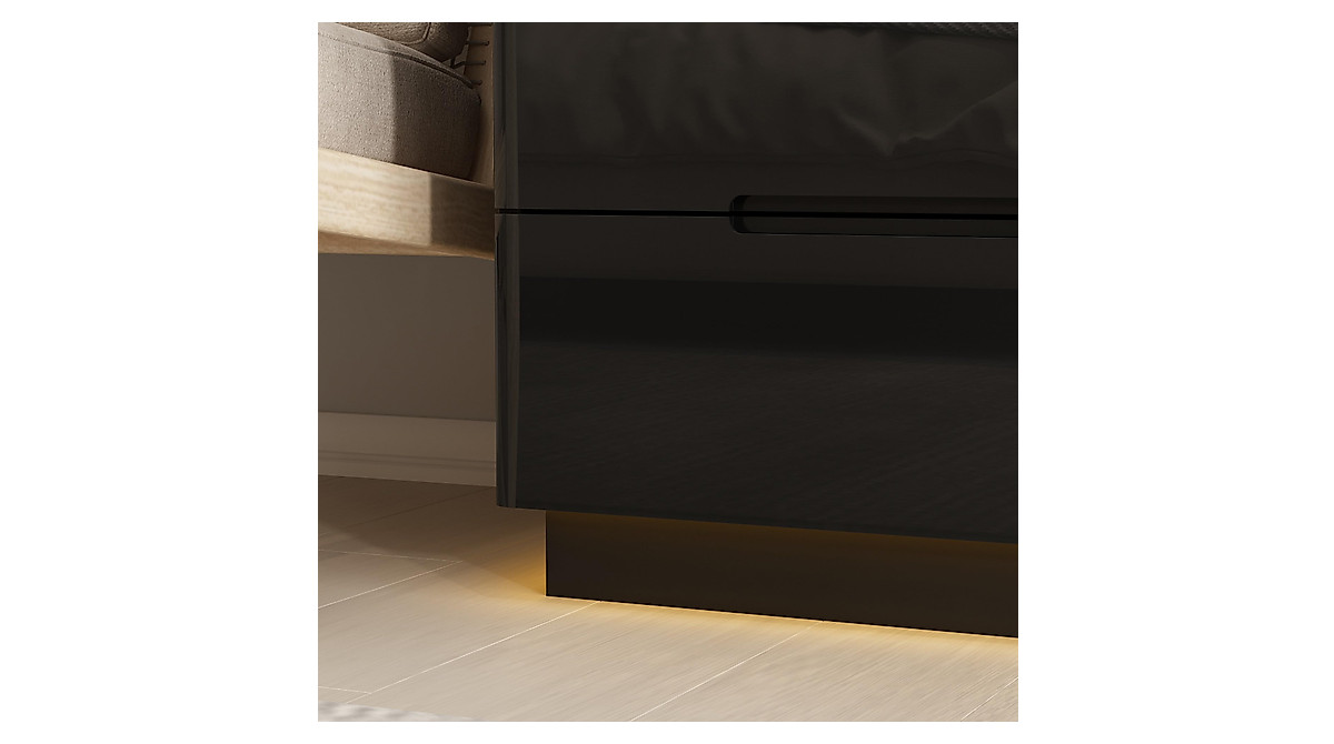 Hitow 8-Drawer Modern Black Bedroom Dresser with LED Light