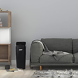 Vcansay 3.5 Gallons Black Plastic Swing Lid Trash Can, Slim Garage Trash Can Swing Top, 2 Pack