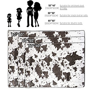 Brown Cow Print Throw Blanket, Soft Flannel Cozy Cow Blankets for Adults, Lightweight Fuzzy Cow Print Blanket for Couch Sofa Bed Office, Throw Size Warm Plush Blankets for All Season 50x60 inches