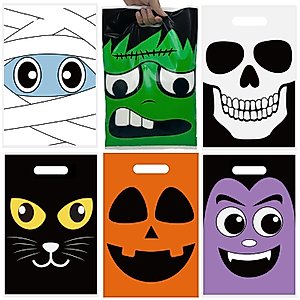 AouEtnay 72 Pcs Large Halloween Goodie Bags Halloween Candy Treat Bags, Trick or Treat Bags, Halloween Party Favors and Event Party Supplies