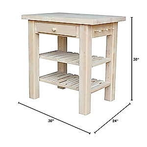International Concepts Kitchen Island, Unfinished