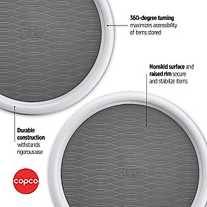 Copco Non-Skid Pantry Cabinet Lazy Susan Turntables, 9-Inch, White/Gray (Set of 2)