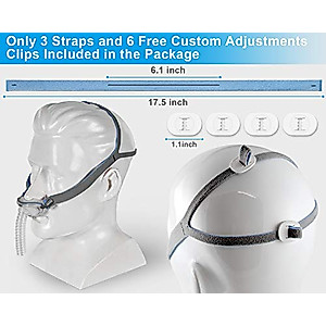 Replacement Headgear Compatible with ResMed Airfit P10 Nasal Pillow Mask Straps Included 3 Super Elastic Straps and 6 Adjustment Clips(3 Pack)