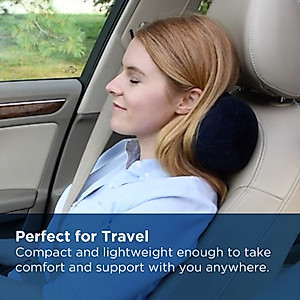 Tempur-Pedic All-Purpose Memory Foam Travel Pillow, Peanut-Shaped Lumbar Pillow for Neck and Back Pressure Relief, Navy