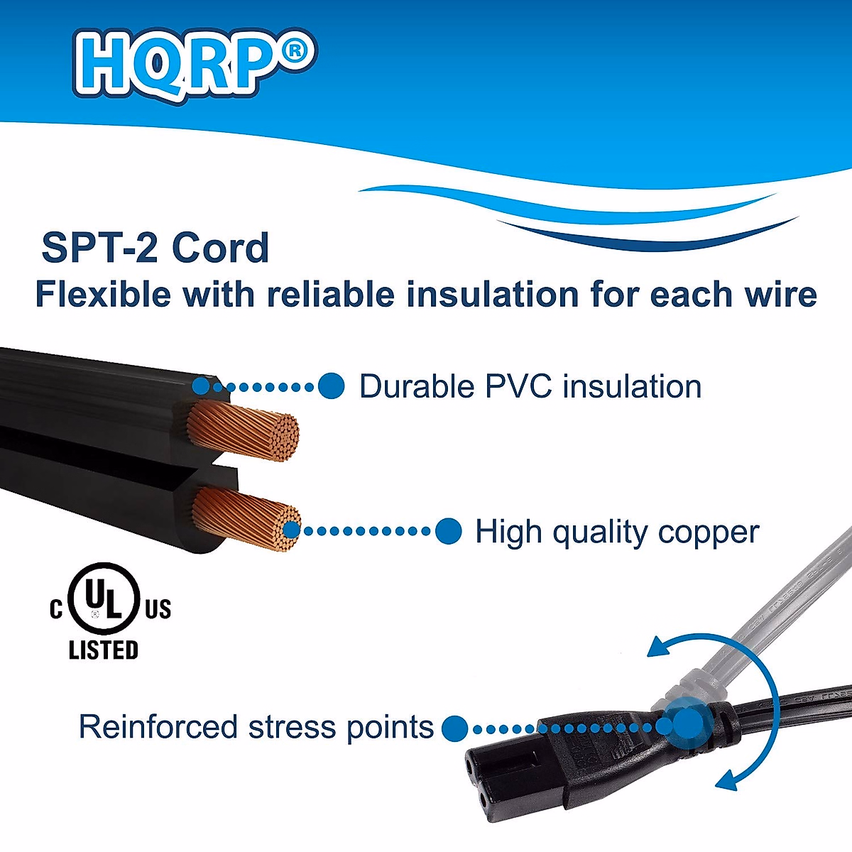 HQRP AC Power Cord Compatible with Bose Cinemate Series II Digital Theater Speaker System, CineMate 1SR Mains Cable, Black