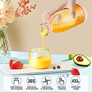 MIAOKE Portable Blender,Fashion Portable Blender for Shakes and Smoothies 11.8 Oz,Magnetic USB Fast Charging Mini Fresh Juice Mixer Bottle,Take It for Traveling, Outdoor, Gym, Office, Cars, Gift -PK