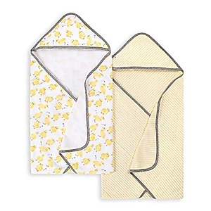 Burt's Bees Baby - Hooded Towels, Absorbent Knit Terry, Super Soft Single Ply, 100% Organic Cotton (Little Ducks, 2-Pack),2 Count(Pack of 1)