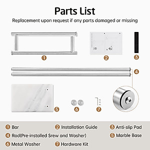 KES Free Standing Towel Racks for Bathroom, 2-Tier Towel Stand for Bathroom Floor with Weighted Natural Marble Base 3X Thicker, 18/8 Stainless Steel, Brushed Finish, BTH235-2