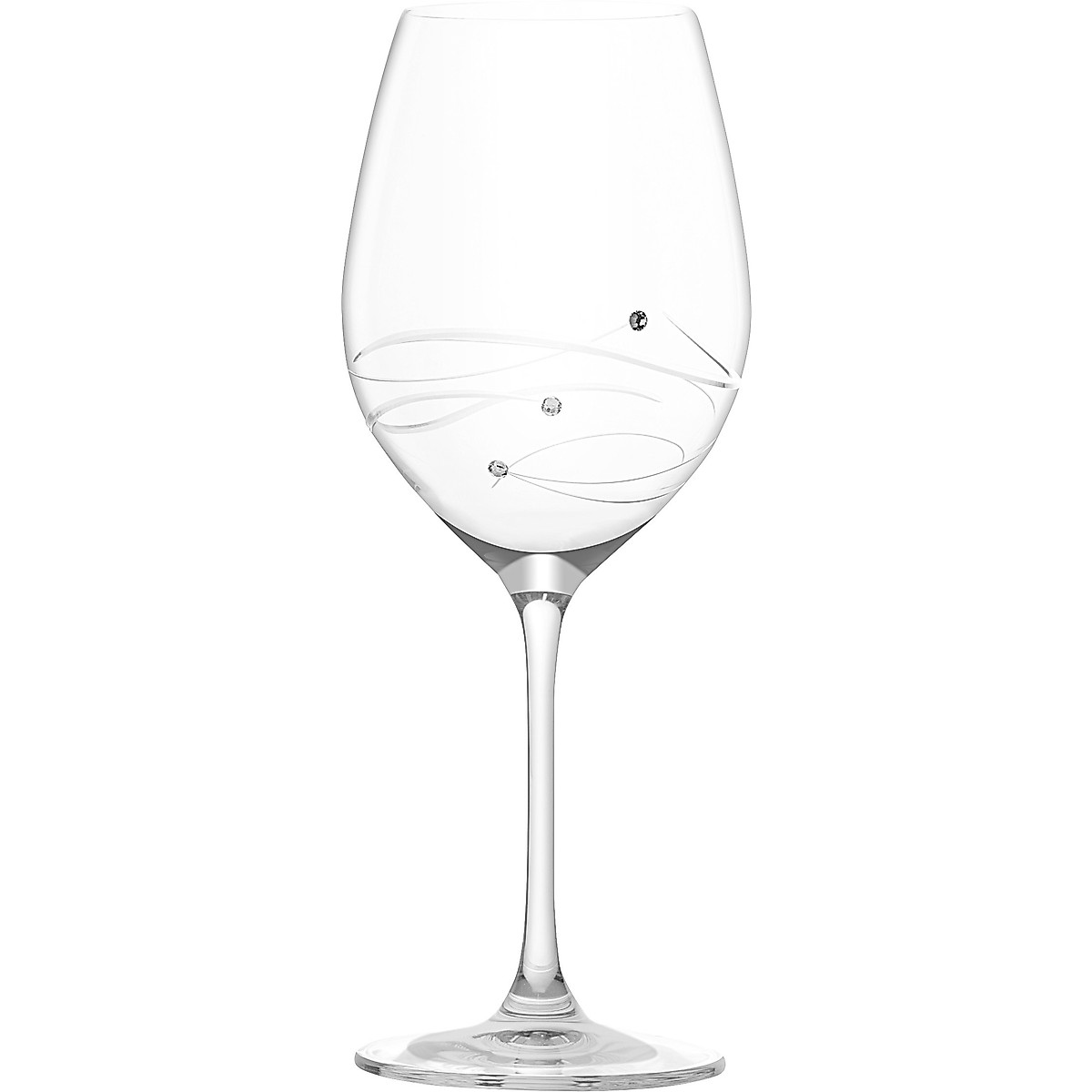 Barski - Handmade Glass - Set of 4 White Wine Glasses with Empty Space in the Center to Fit Your Own Bottle of Wine - Decorated with Real Swarovski Diamonds - Gift Boxed - 12.5 oz.- Made in Europe