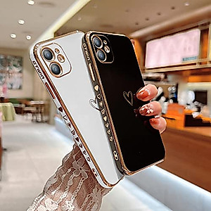 gtwin Designed for iPhone 12 Case for Girl Women, Full Camera Lens Protection,Slim Soft Flexible TPU Protective Cover Case (6.1inch) Black