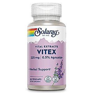 SOLARAY Vitex Chaste Berry Extract 225mg | Traditional Womens Health Support Supplement | Contains .5% Agnuside | Non-GMO | Vegan | 60 VegCaps