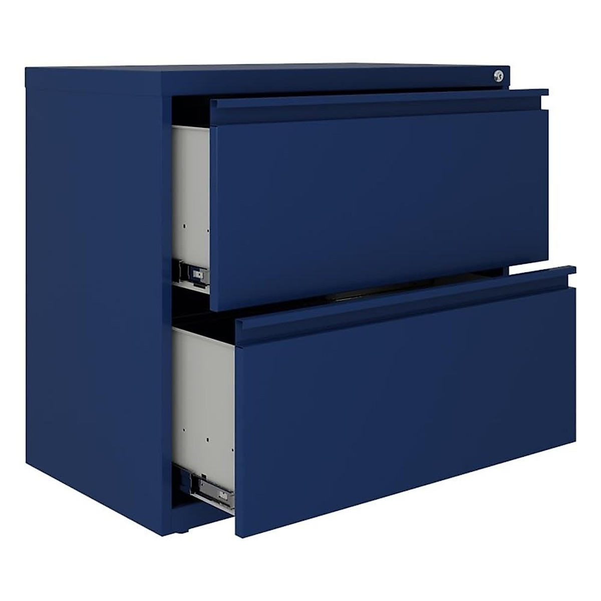 Hirsh 30" W 2 Drawer Metal Lateral File Cabinet Set Navy with Front to Back Rails, Fully Assembled