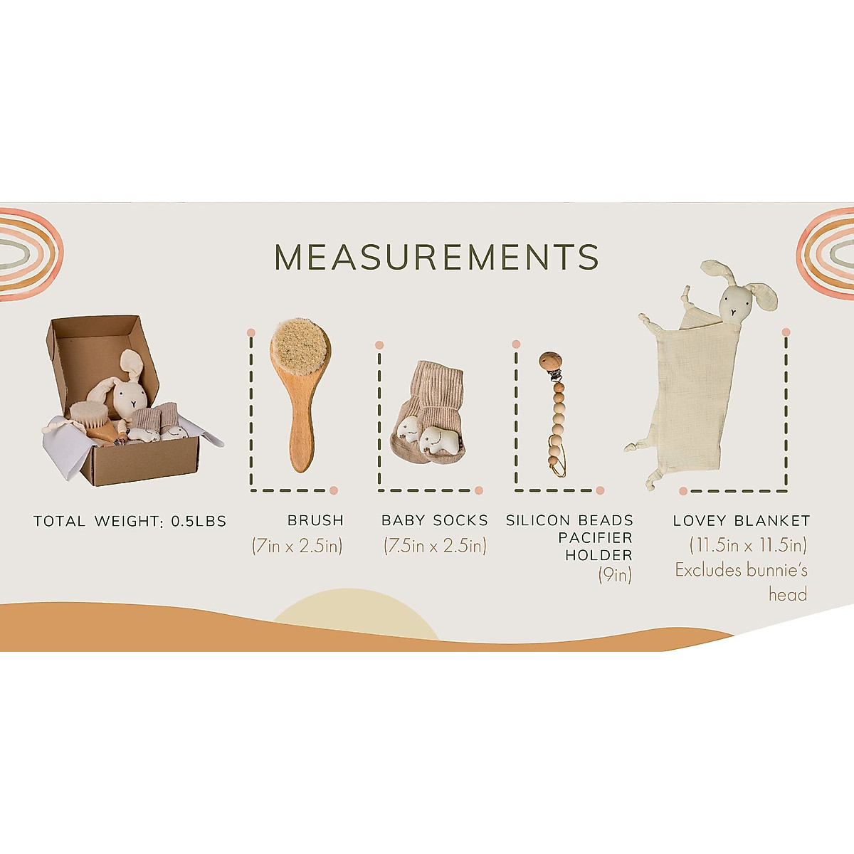 Baby Gift, Baby Baptism Gift, Newborn Baby Gift Set for Boy, Girl or Gender Neutral, Baby Shower with 4 PCS- Brush, Lovey Blanket, Baby Socks and Silicone Pacifier Clip