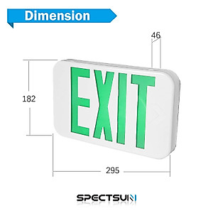 SPECTSUN 1PACK LED Exit Sign with Battery Backup, Green Exit Light,Hardwired Exit Sign, 120V/277V Exit Sign with Arrow,UL Exit Sign Lighting, Commercial Egress Light,2 sided Fire Exit Sign Plastic