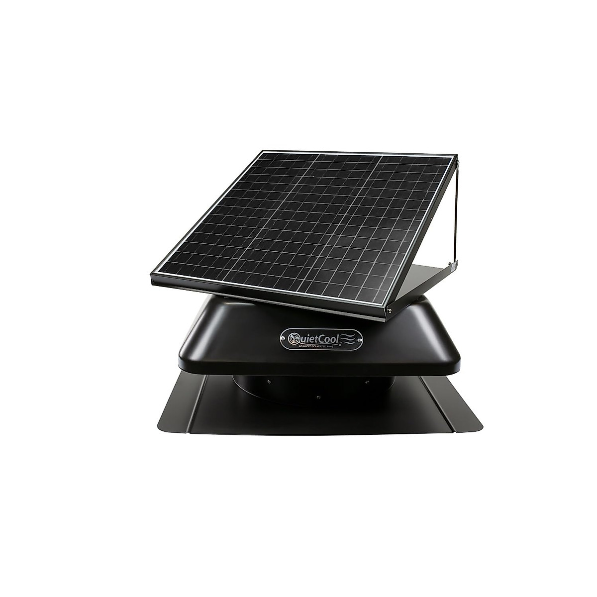 QuietCool AFR SLR-40 Roof Mount Solar Attic Fan - 40 Watt Adjustable Panel - Included AC/DC Inverter for 24/7 Runtime - Thermostat Controlled