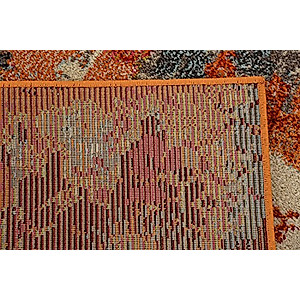 Unique Loom Estrella Collection Modern, Abstract, Light Colors, Distressed Area Rug, 5 ft x 8 ft, Orange/Beige