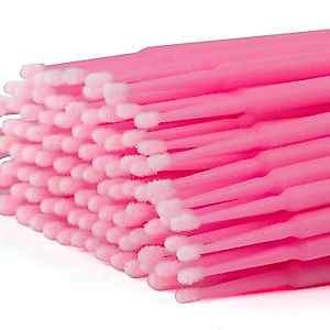 Cuttte 500PCS Disposable Micro Swabs for Eyelash Extension, Micro Applicators Eyelash Swabs for Makeup Application Pink (Head Diameter: 2.0mm)