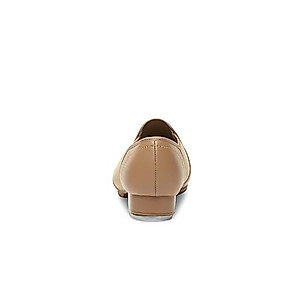 Balera Womens Tap Shoes Slip On Shoe with Leather and Stretch Inset Rubber Sole with Taps Caramel