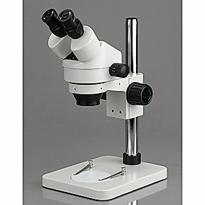 7X-45X Stereo Binocular Microscope with 14" Pillar Stand & 64-LED Ring Light