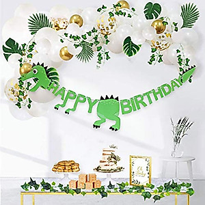 Dinosaur Happy Birthday Banner, Dinosaur Party Supplies Decorations, Dinosaur Bunting Flag Garland for Kids Birthday Party Favors Supplies
