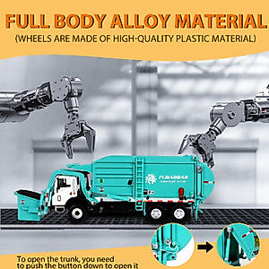 Garbage Truck Toys, Fubarbar 1:43 Bruder Tonka Trash Trucks Model for Boys Metal Diecase Waste Management Front Loader Die Cast Can Dumpster Truck Toy for 3 4 5 6 Years Old(Blue)