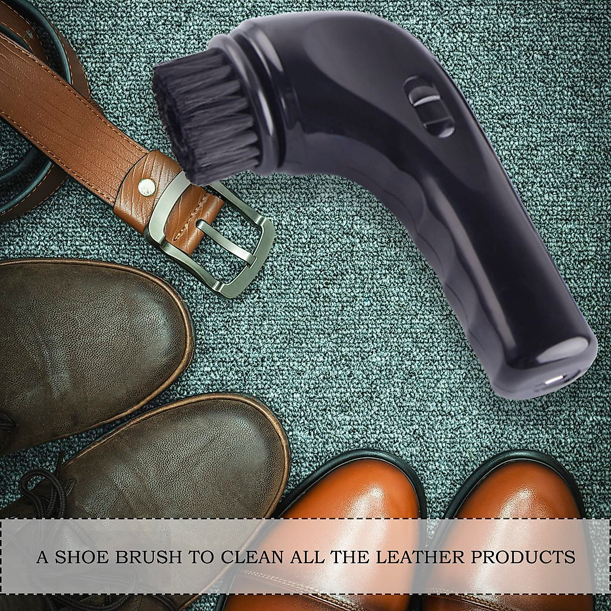 Electric Shoe Brush, Portable Shoe Shine Kit, Shoe Buffer Kit Leather Care Clean Boot Polisher, Premium Electric Shoe Polisher for Boots, Shoes, Bag, Sofa, Leather Care