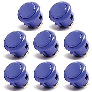 Sanwa 8 pcs OBSF-30 Original Push Button 30mm Dark Blue - for Arcade Jamma Video Game & Arcade Joystick Games Console (Dark Blue) S@NWA
