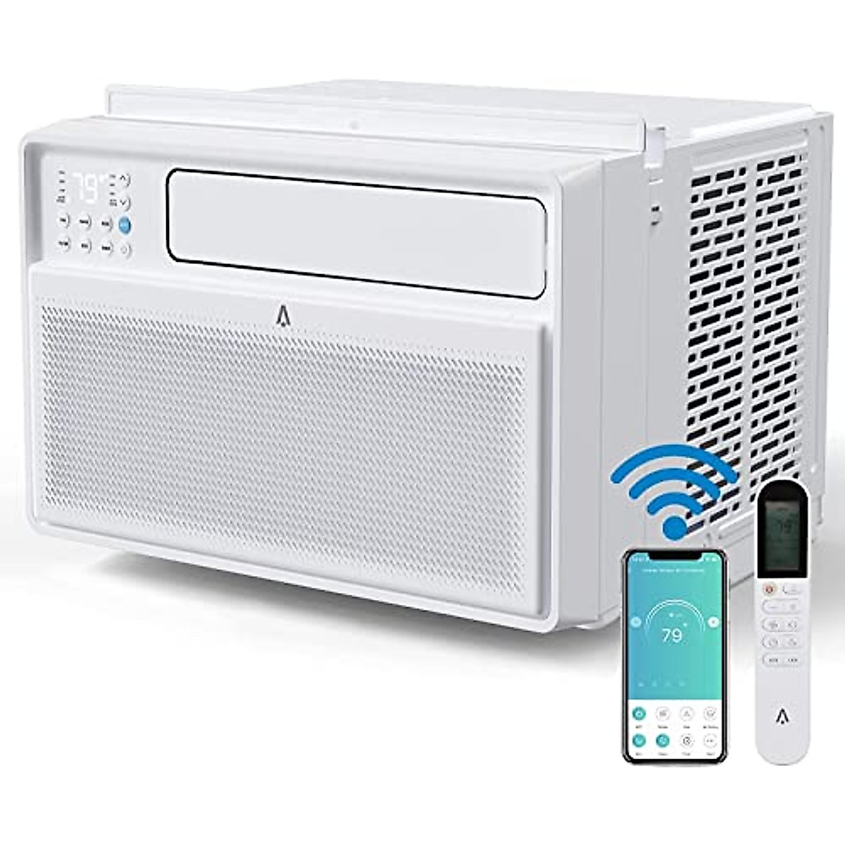 8,000 BTU Smart Inverter Window Air Conditioner, Cools up to 350 Sq. Ft., Ultra Quiet with Open Window Flexibility, Compatible with Alexa/Go ogle Assistant, 35% Energy Savings, Remote/App Control