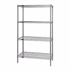 Quantum Storage Systems WR74-1454C Starter Kit for 74' High 4-Tier Wire Shelving Unit, Chrome Finish, 14' Width x 54' Length x 74' Height