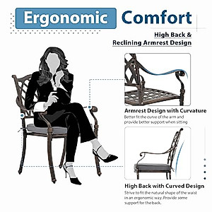 JOIVI 3 Piece Patio Furniture Dining Set, Cast Aluminum Outdoor Dining Chairs and Table Set with Umbrella Hole, Stackable Chairs, Antique Bronze Patio Bistro Set for Balcony, Lawn, Garden, Backyard