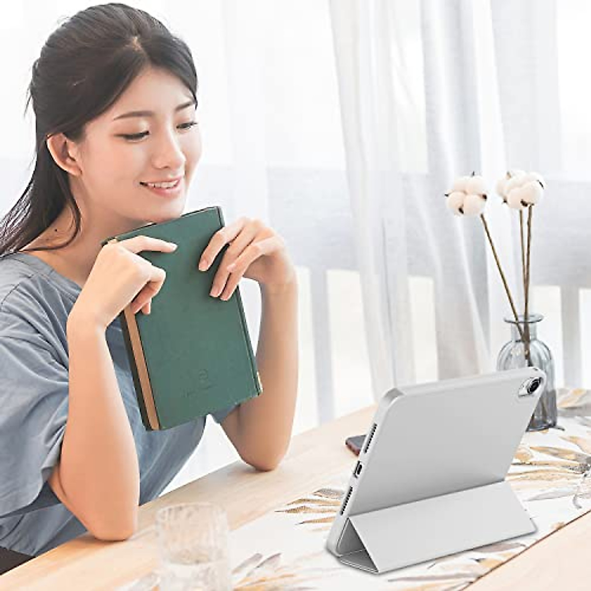 iMieet New iPad Mini 6 Case 8.3 Inch 2021(6th Gen) with Pencil Holder [Support iPad 2nd Pencil Charging/Pair],Trifold Stand Smart Case with Soft TPU Back,Auto Wake/Sleep(Light Gray)
