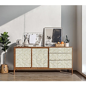 CiCiwind Peel and Stick Wallpaper White and Gold Geometric Wallpaper Removable Self Adhesive Wall Paper Gold Striped Hexagon Vinyl Contact Paper for Cabinets Shelf Drawer Waterproof 15.7"x78.7"Upgrade