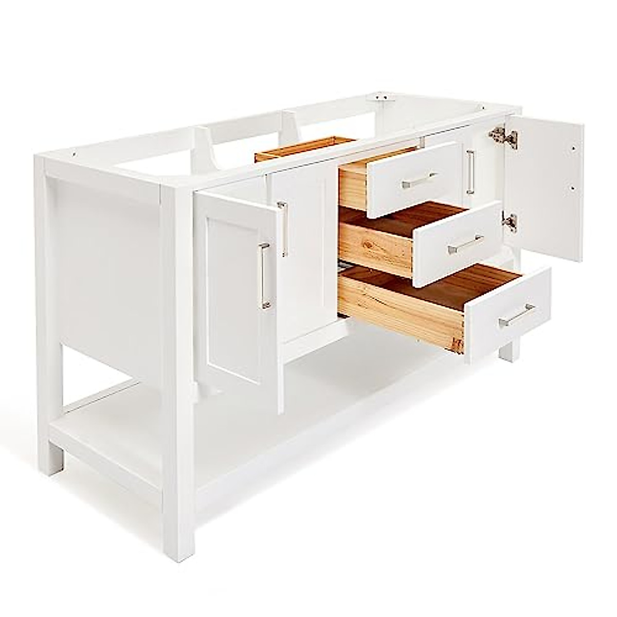 ARIEL Magnolia 60" Double Sink Base Cabinet in White