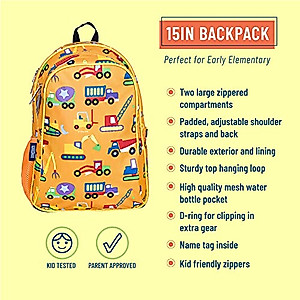Wildkin Kids 15 Inch Backpack and Umbrella Bundle for On-The-Go Comfort (Under Construction)