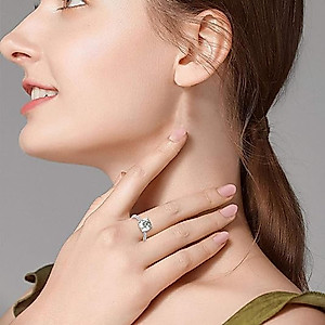 Jeulia Women 5.43ct Cushion Cut Engagement Ring 925 Sterling Silver Single Stone Anniversary Band Rings Cubic Zirconia Wedding Eternity Rings Promise for Her (Silver, 6)