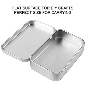 ZOENHOU 60 PCS 3.7 x 2.3 x 0.8 Inch Silver Rectangular Hinged Tins Box Containers, Portable Small Storage Tin Box with Lids, Metal Home Organizer for Jewelry Crafts Candy Gift Card Holder