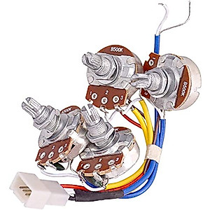 1 Set Guitar Circuit Wiring Harness Kit with 2 Pieces A500k B500K Pots and 1 Piece 3 Way Toggle Switch fit for LP Electric Guitar (A)