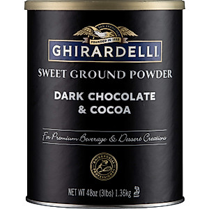 Ghirardelli Sweet Ground Dark Chocolate & Cocoa Powder, 3 Pound Can (Pack of 1) with Ghirardelli Stamped Barista Spoon