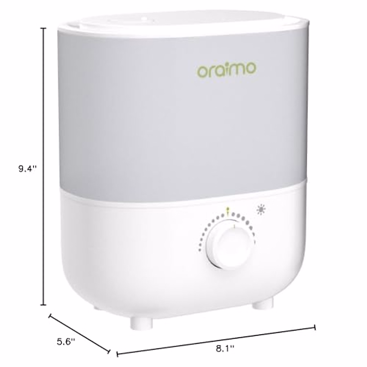 Oraimo Humidifiers for Bedroom, Top Fill Cool Mist Humidifier, 26dB Quiet, Easy to Clean, 2.5L Ultrasonic Humidifier & Essential Oil Diffuser with Night Light, BPA-Free, Humidifier for Baby White