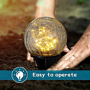 Solar Lights Outdoor Garden Decor Glass Solar Gazing Globe Light Balls Powered Waterproof, LED Globe Lights,Outside Decor for Lawn Patio Yard Pathway Christmas Garden Decor (2 Pieces,4 Inch)