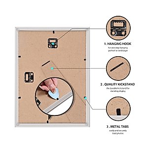 BSRHOME 11x14 Picture Frame Set of 2, Display Pictures 8x10 with Mat or 11x14 Without Mat for Tabletop Display and Wall Mounting, Distressed Brown